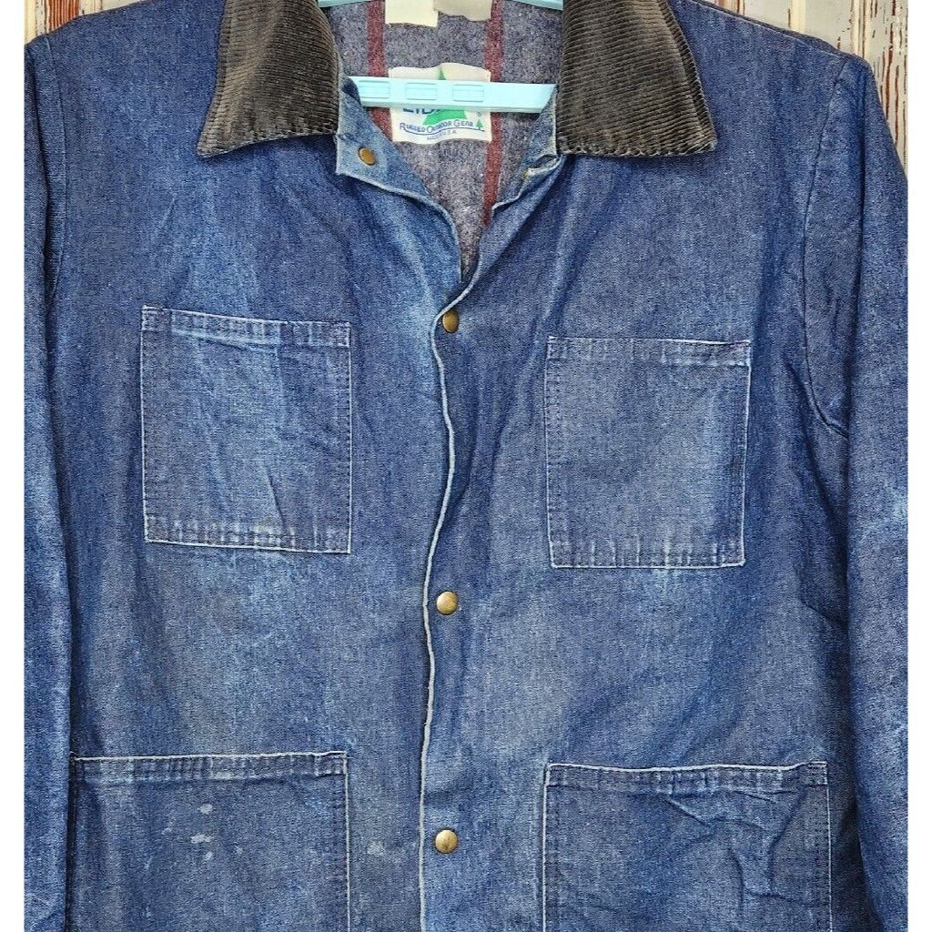 VTG Liberty Denim Chore Jacket Barn Blanket Lined Corduroy Collar Distressed 80s - Etsy