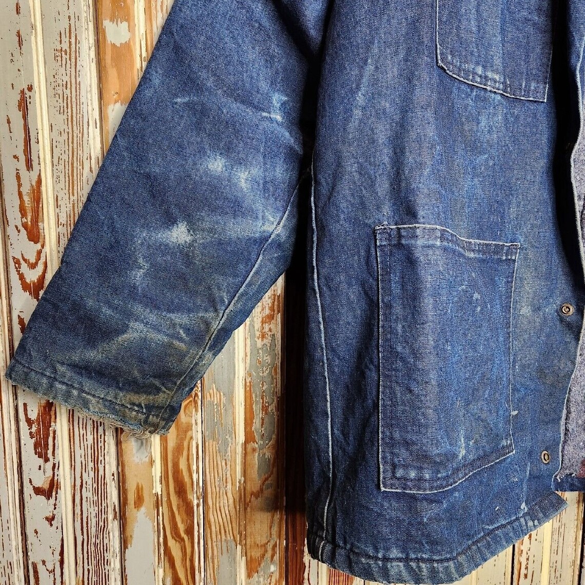 VTG Liberty Denim Chore Jacket Barn Blanket Lined Corduroy Collar Distressed 80s - Etsy