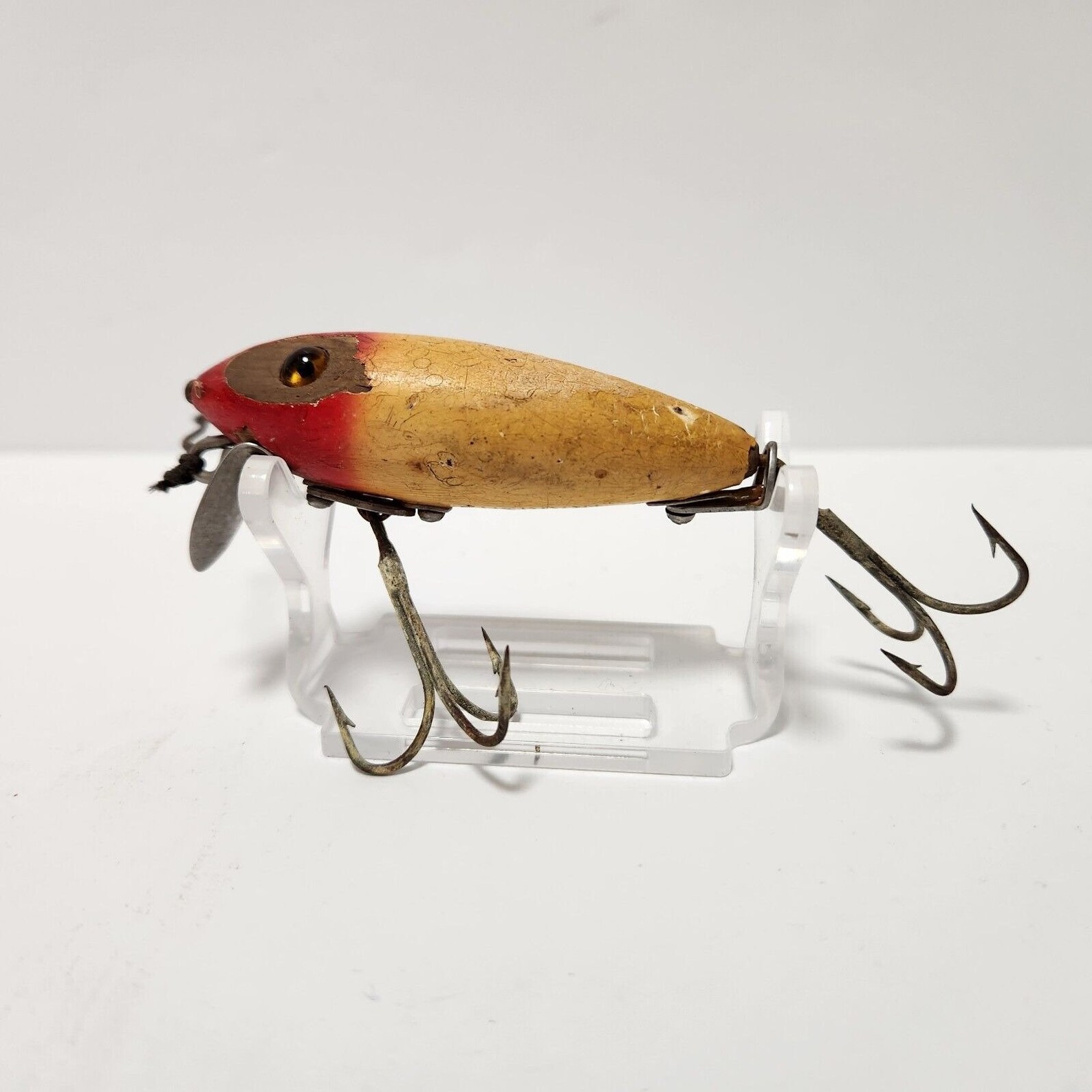 Vintage Heddon River Runt Wooden Fishing Lure Glass Eyes 110 RW Cedar ...