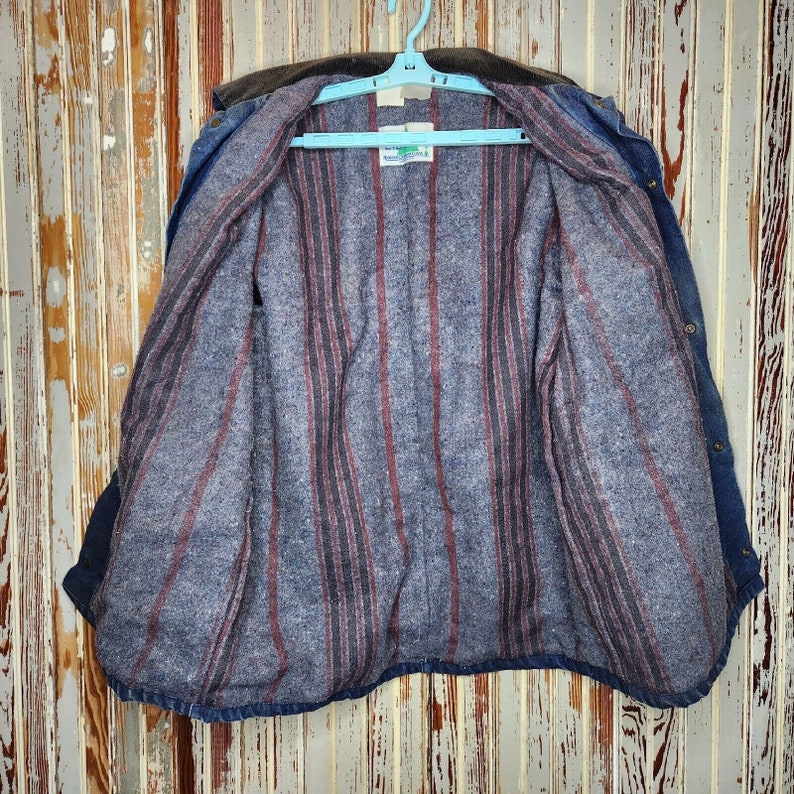 VTG Liberty Denim Chore Jacket Barn Blanket Lined Corduroy Collar Distressed 80s - Etsy