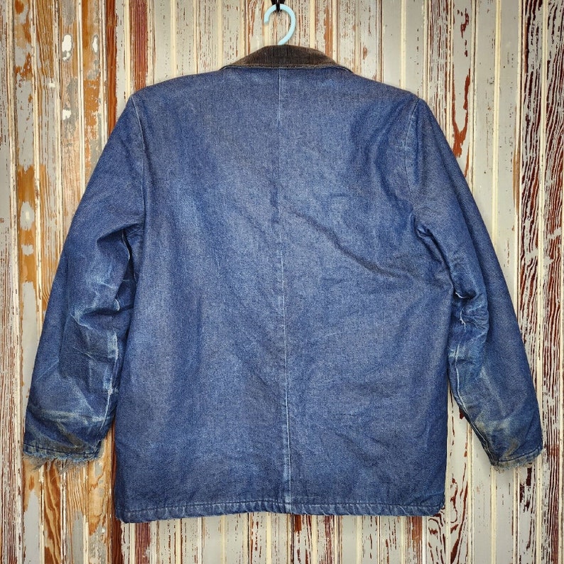 VTG Liberty Denim Chore Jacket Barn Blanket Lined Corduroy Collar Distressed 80s - Etsy