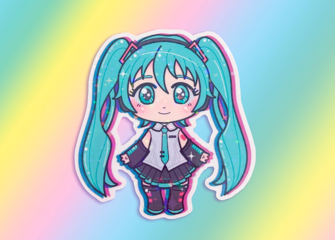 Holographic Hatsune Miku Sticker Adorable Chibi Style Design - Etsy