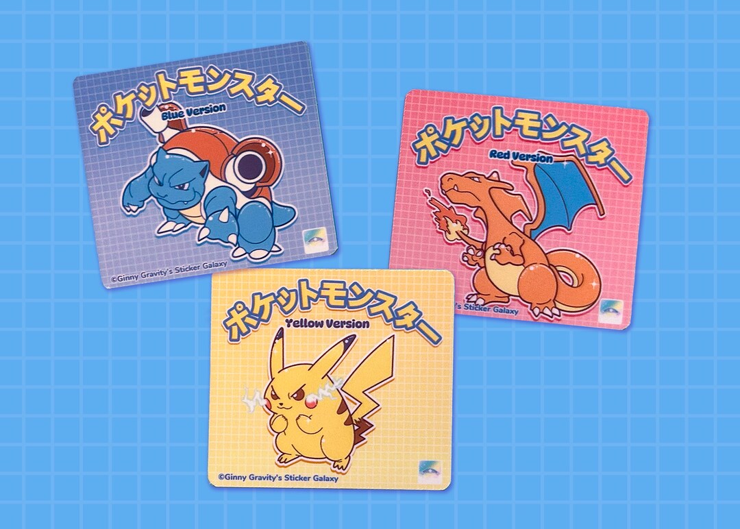 Pokemon Red Blue and Yellow Replacement Sticker Labels and Cartridges ...