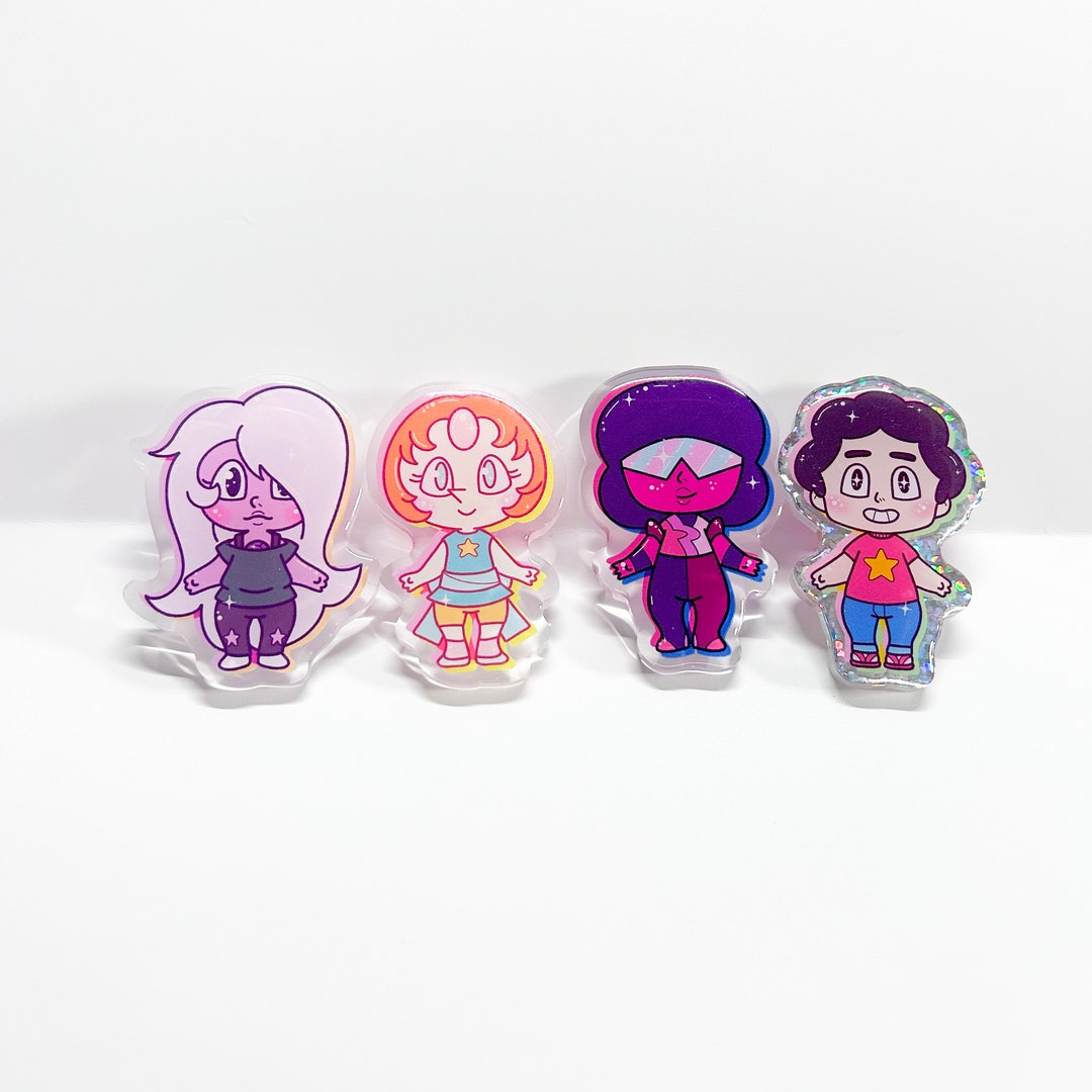 Steven Universe Chibi Acrylic Pins – Crystal Gems Set, Holographic ...