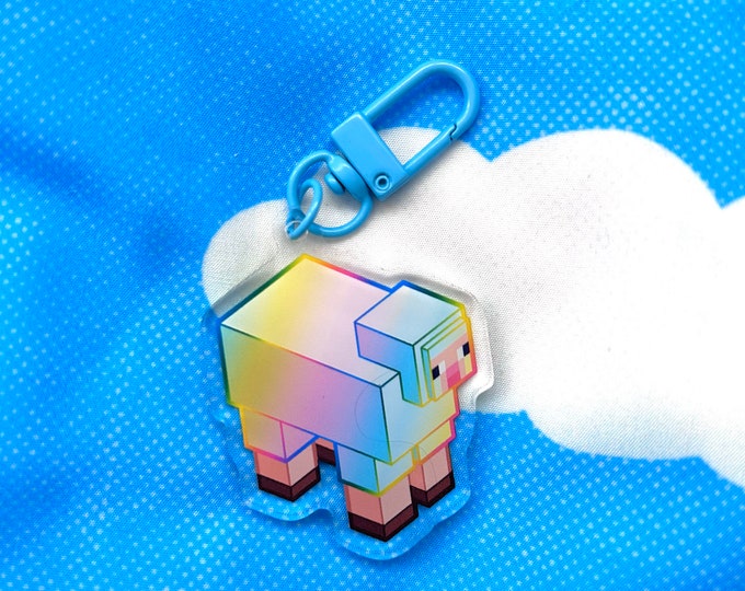 Minecraft _jeb Sheep Acrylic Keychain Charm - 2 Inches - Etsy