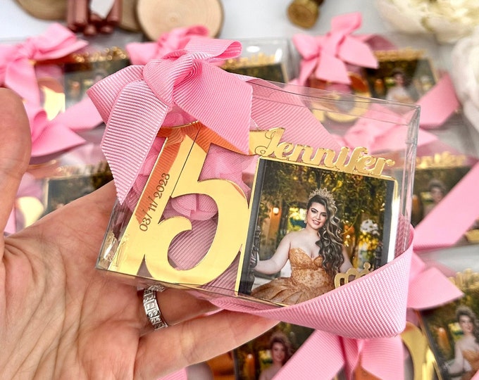 Custom Pink Gold Mis Quince Años, Mis Quince 15, Sweet 15 Photo Magnets ...