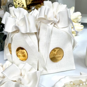 White Wedding Gift Bags, Save the Date Favors, Wedding Sachet Bags ...