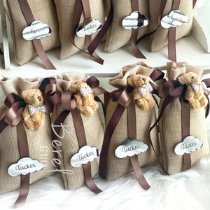 Beige Teddy Bear Sachet Bags, Bear Theme Party, Baby Shower Gifts ...