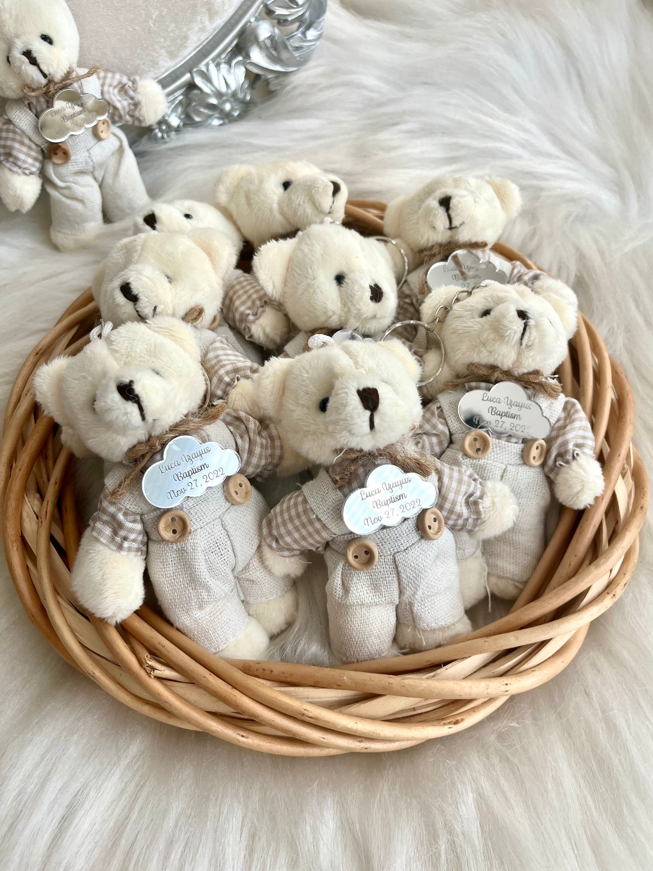 Custom Teddy Bear Baby Shower Favors, Custom Christmas Gift, White ...