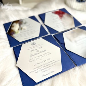Hexagon Wedding Acrylic Invitations, Wedding Mirror Invitations ...