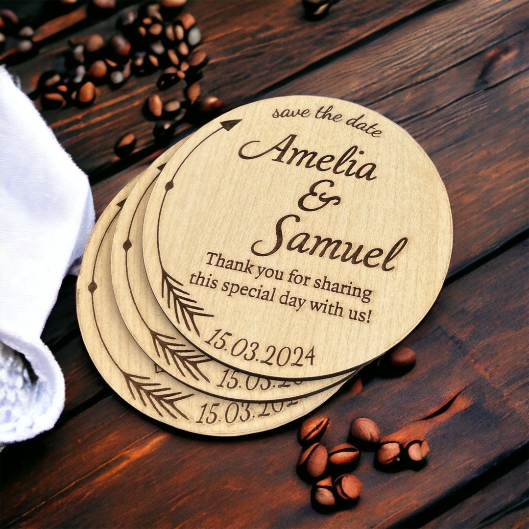 Boho Wooden Coaster, Custom Boheme Wedding Coaster, Personalized ...