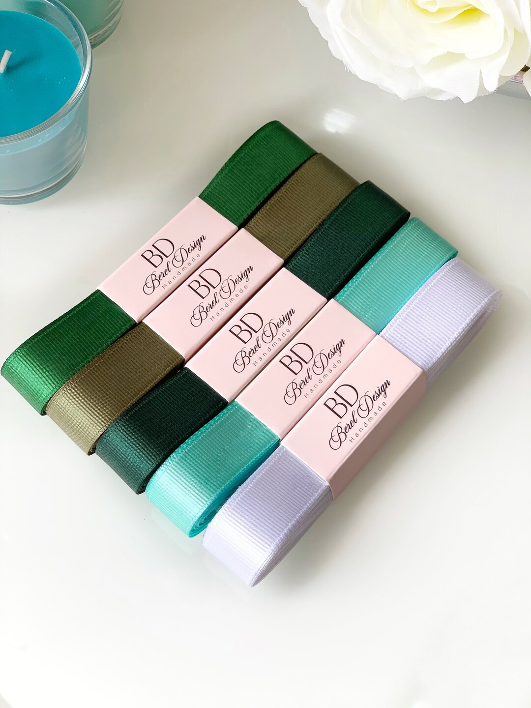 Green Ribbon, 3/4 Inc, 20mm Solid Grosgrain Ribbon, Party Decor Ribbon ...