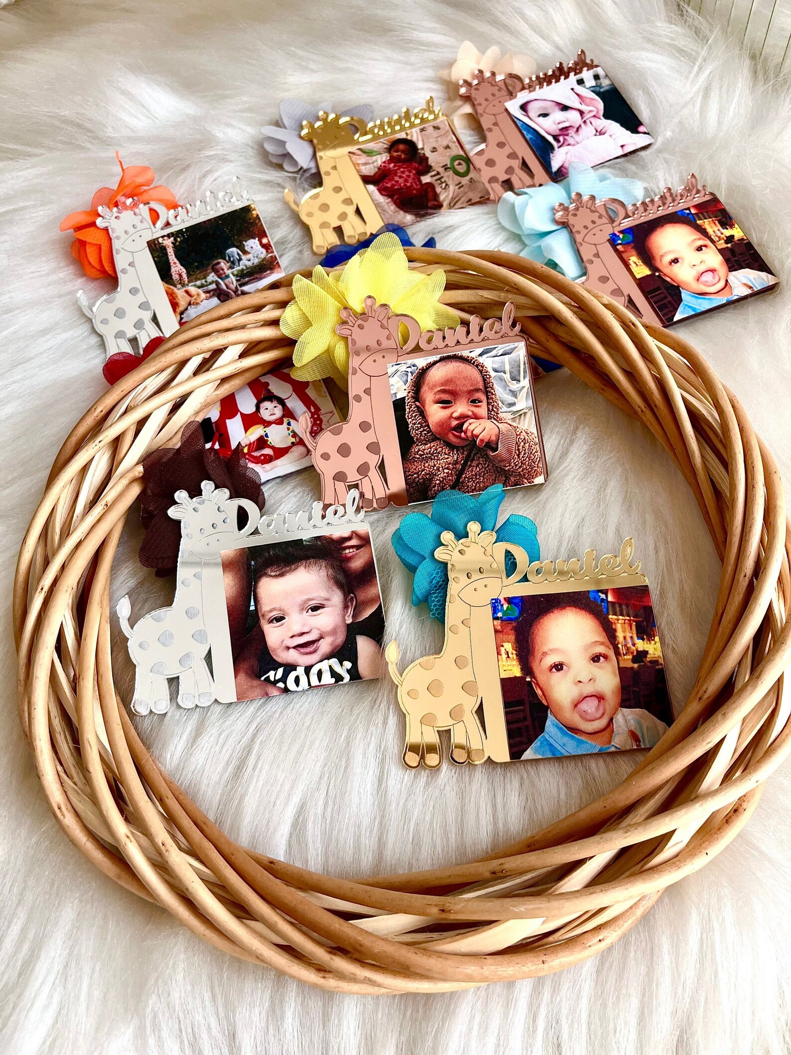Personalized Giraffe Photo Magnets, Safari Birthday Favors, First ...