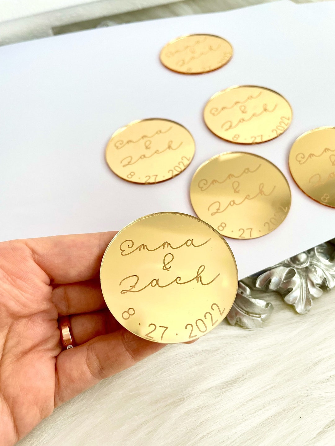 Big Acrylic Mirror Tag, 2inch 5 Cm, Personalized Gift Tag, Save the ...