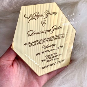 Hexagon Wedding Acrylic Invitations, Wedding Mirror Invitations ...