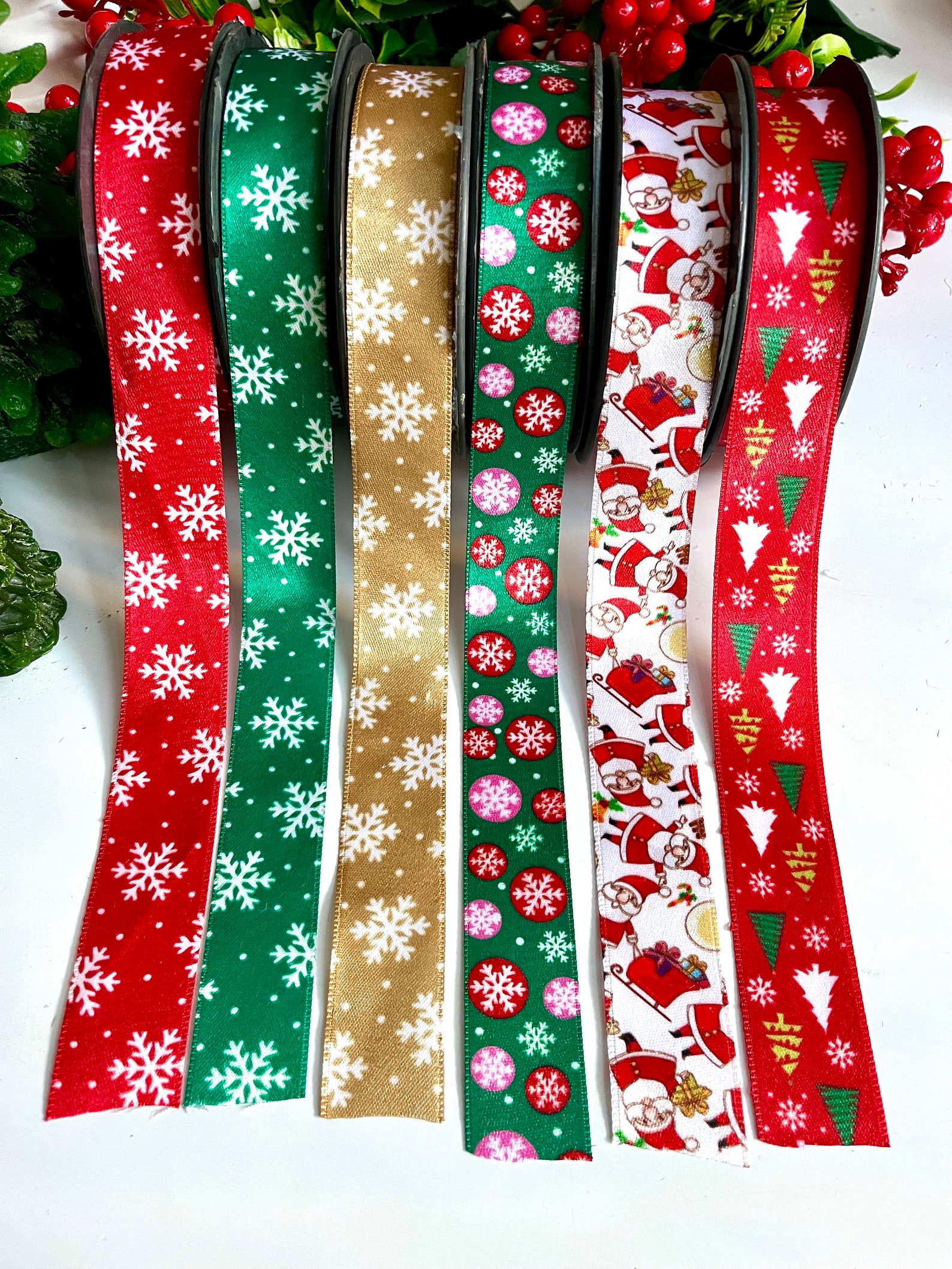 Christmas Decor Ribbon, Solid Satin Ribbon, 3/4 Inc20mm, Santa Ribbon ...
