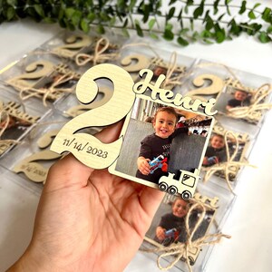 Wooden 2nd Birthday Photo Magnet, Wooden Photo Frame, Second Birthday ...