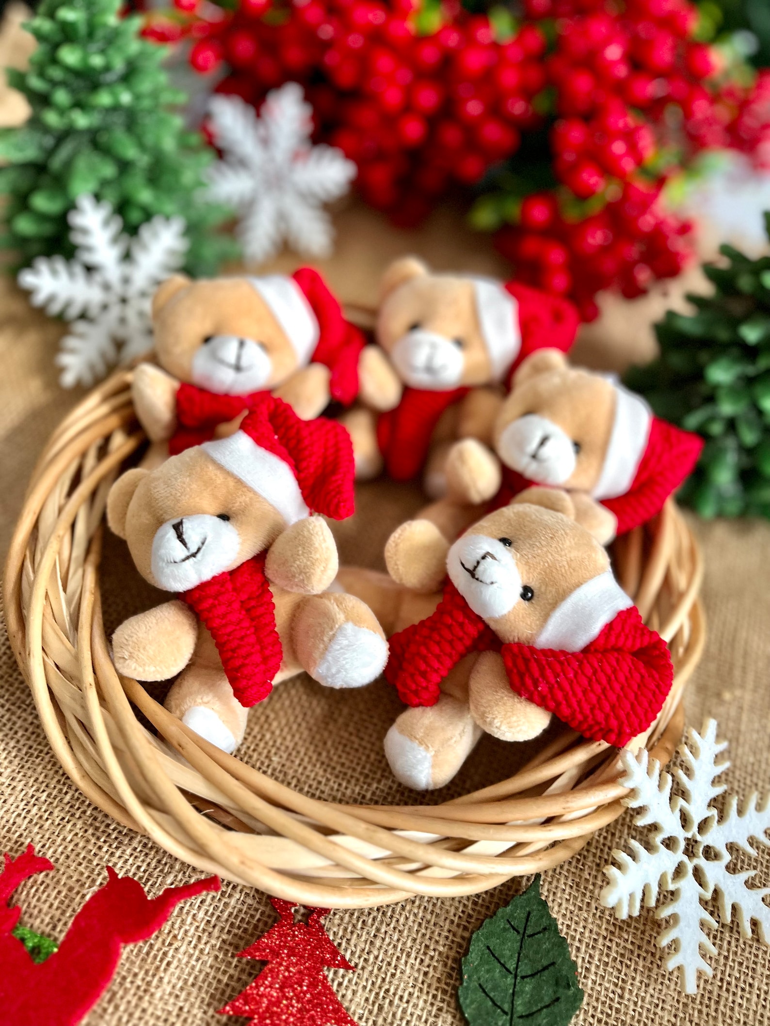 Teddy Bear Bundle, Christmas Teddy Bear Keychain, Christmas Favor ...