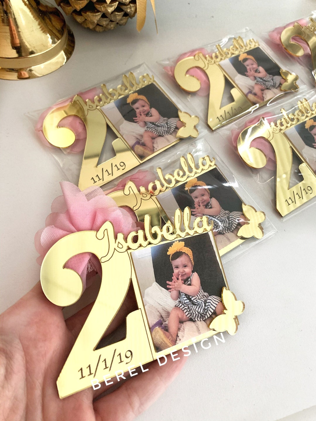 Custom Birthday Photo Frame, Second Birthday Favors, Age 2 Photo Favors ...