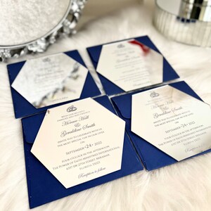Hexagon Wedding Acrylic Invitations, Wedding Mirror Invitations ...