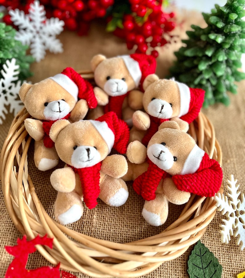 Teddy Bear Bundle, Christmas Teddy Bear Keychain, Christmas Favor ...