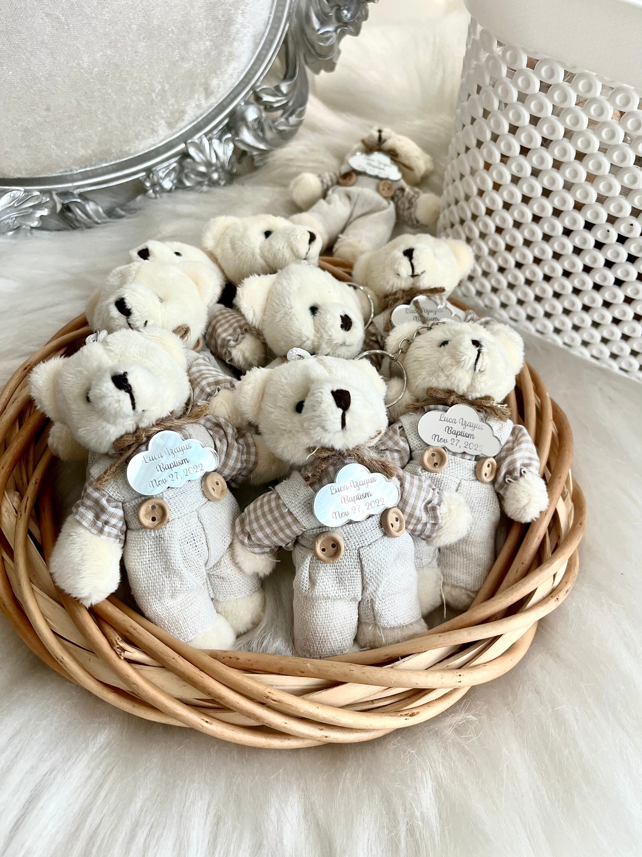 Custom Teddy Bear Baby Shower Favors, Custom Christmas Gift, White ...