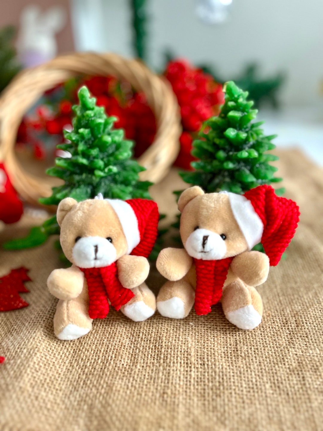 Teddy Bear Bundle, Christmas Teddy Bear Keychain, Christmas Favor ...