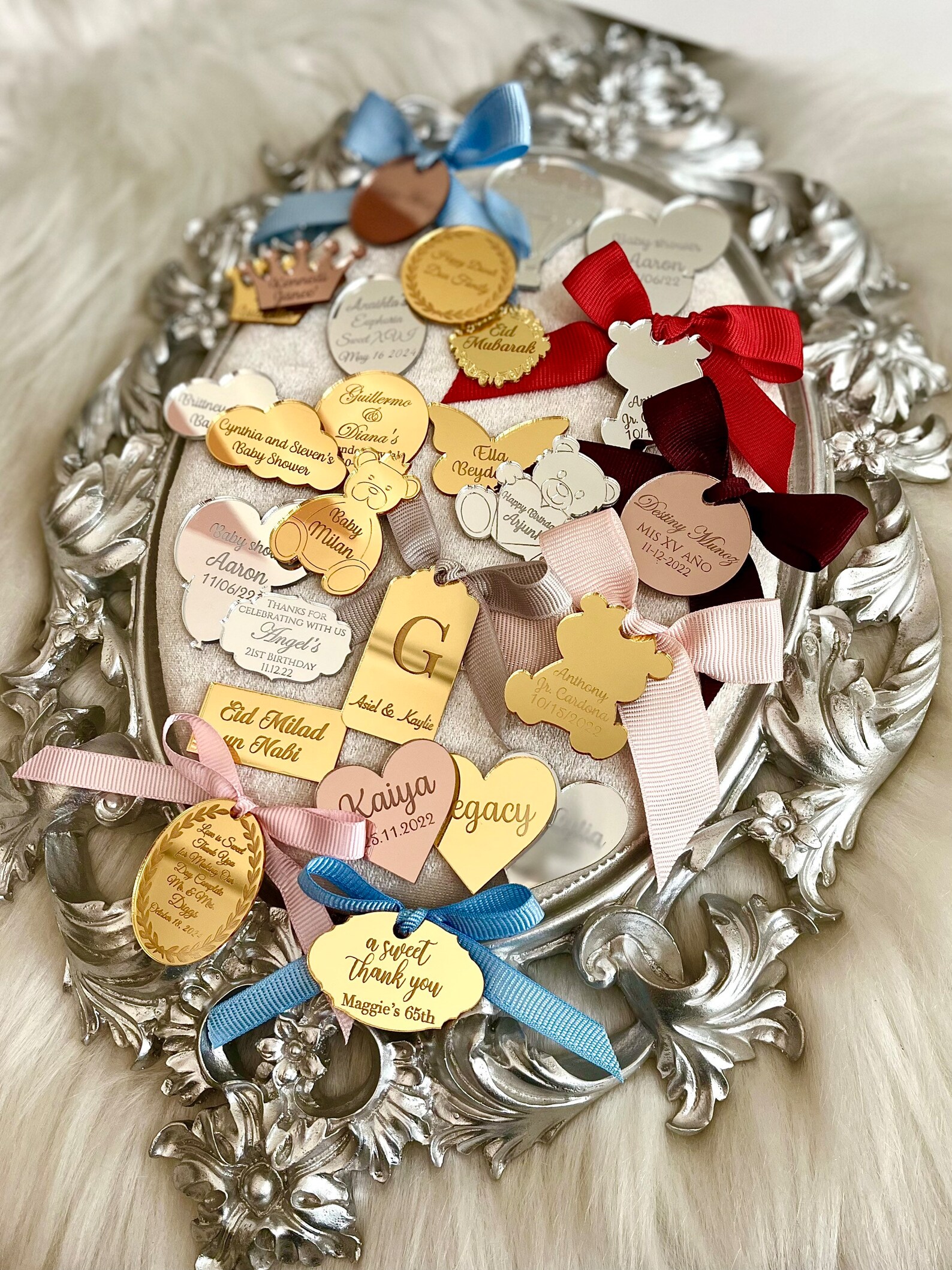 Custom Acrylic Mirror Labels, Wedding Tag, Baby Shower Tag ...