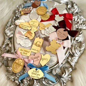 Custom Acrylic Mirror Labels, Wedding Tag, Baby Shower Tag ...