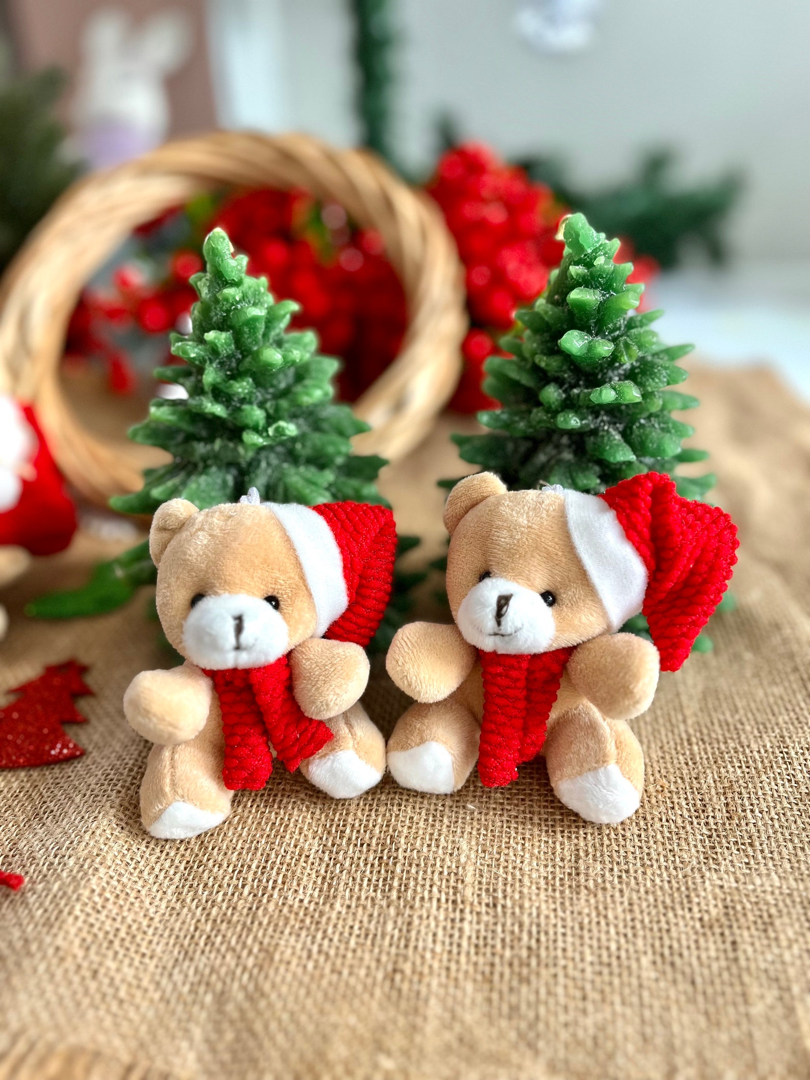Teddy Bear Bundle, Christmas Teddy Bear Keychain, Christmas Favor ...