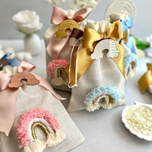 Large Boho Rainbow Macrame Bags ,macrame Gifts Bag, Boho Rainbow Party ...