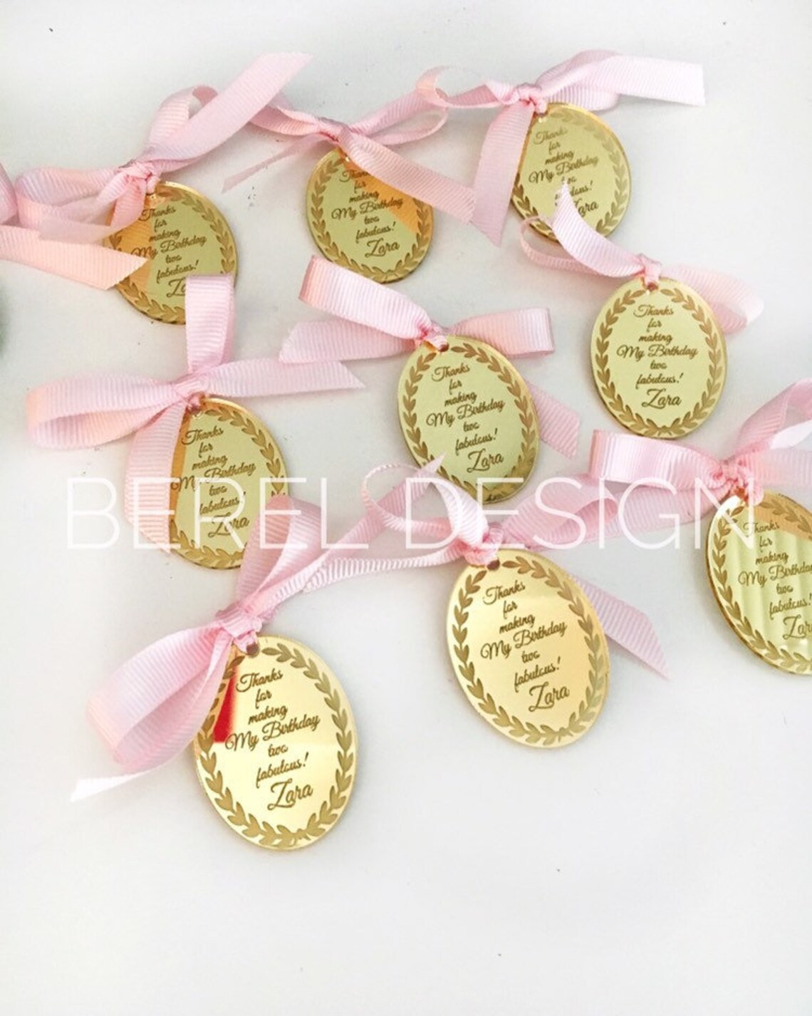 Custom Baby Welcoming Ribbon Acrylic Mirror Tags Lettering | Etsy