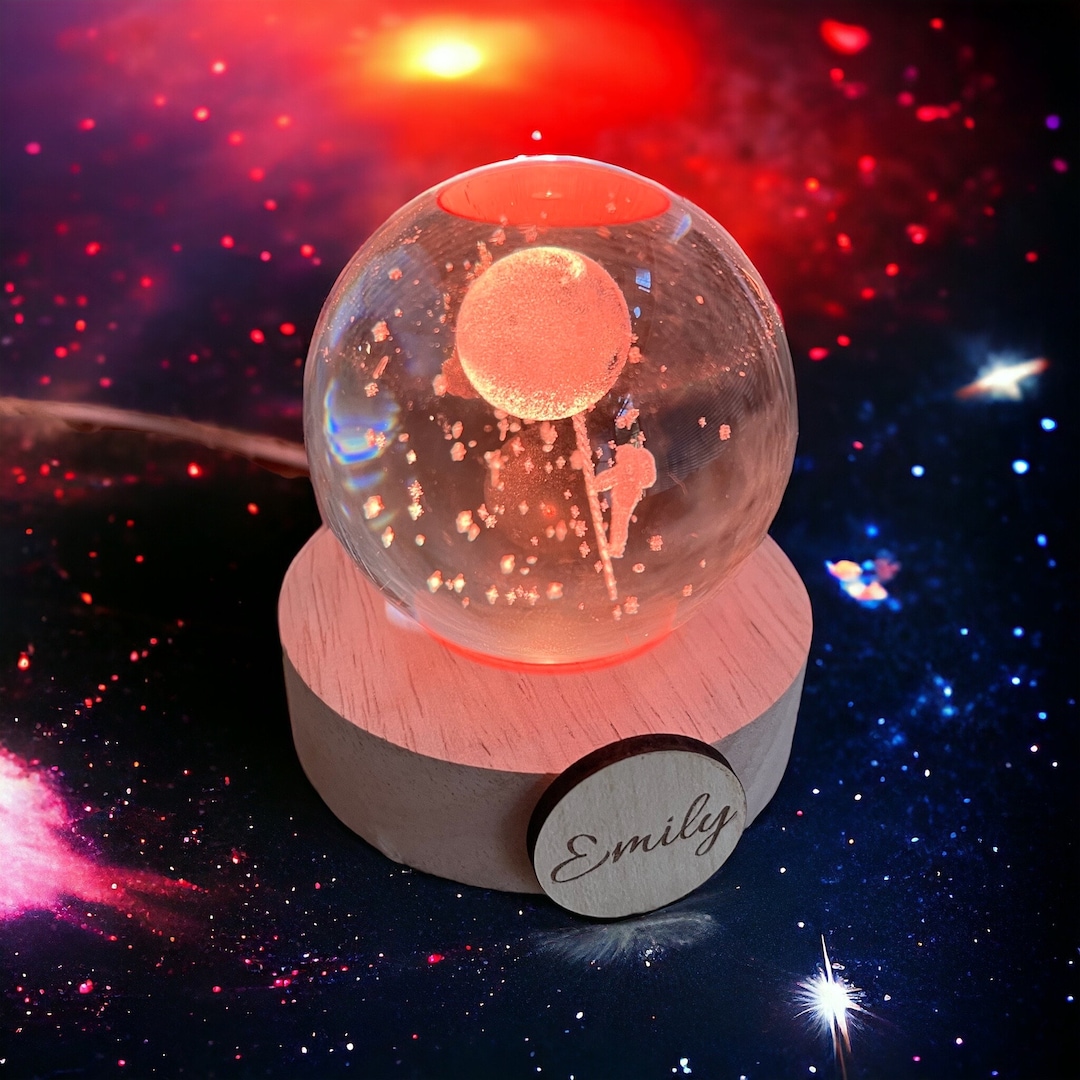 Custom 3D Planet Space System Crystal Ball, Engraved Galaxy Globe ...