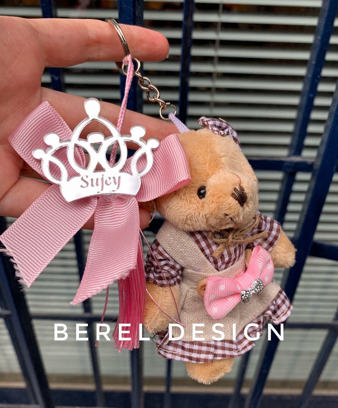 Teddy Bear Girl Keychains, Personalized Keyring, Custom Teddy Bear ...