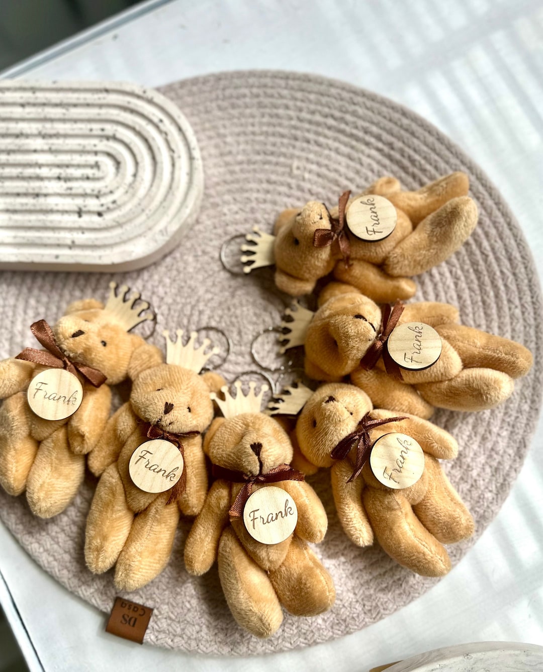 Custom Boho Teddy Bear Baby Shower Keychain, Thank You Beary Much ...
