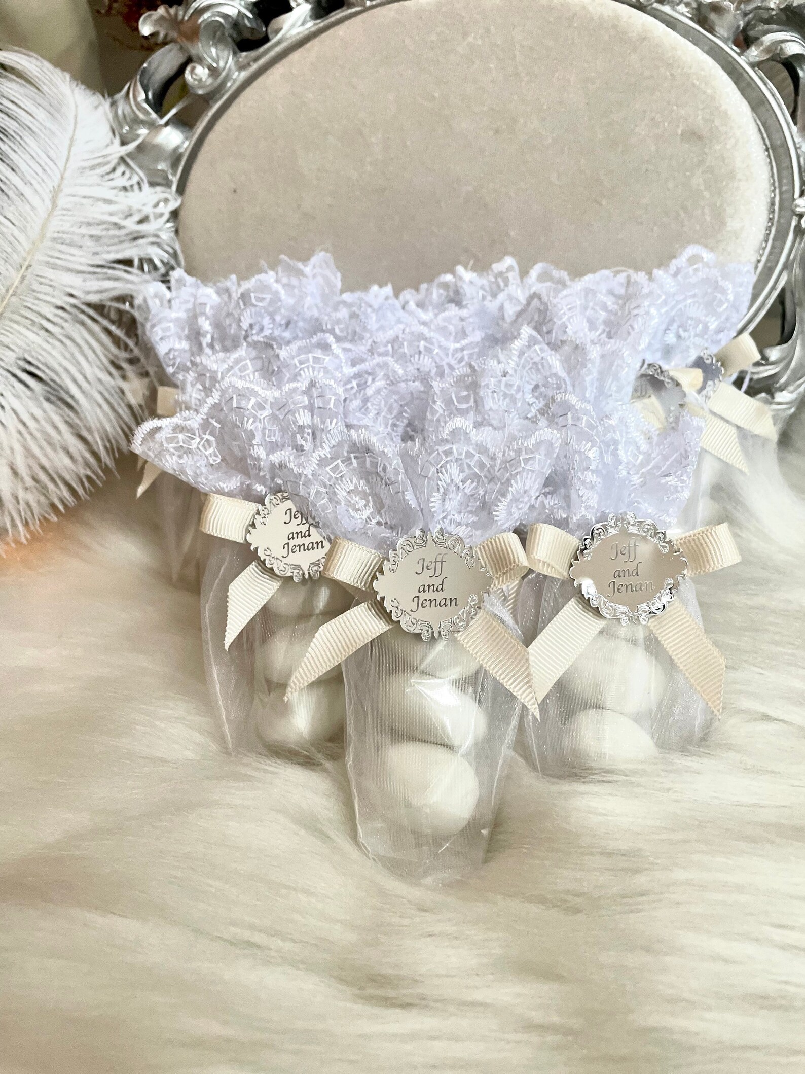 Jordan Almonds in Custom Lace Bag Baby Shower Gifts - Etsy