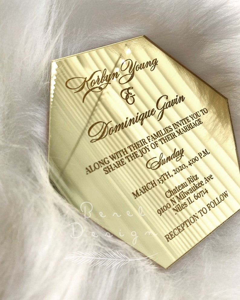 Hexagon Wedding Acrylic Invitations Wedding Mirror | Etsy