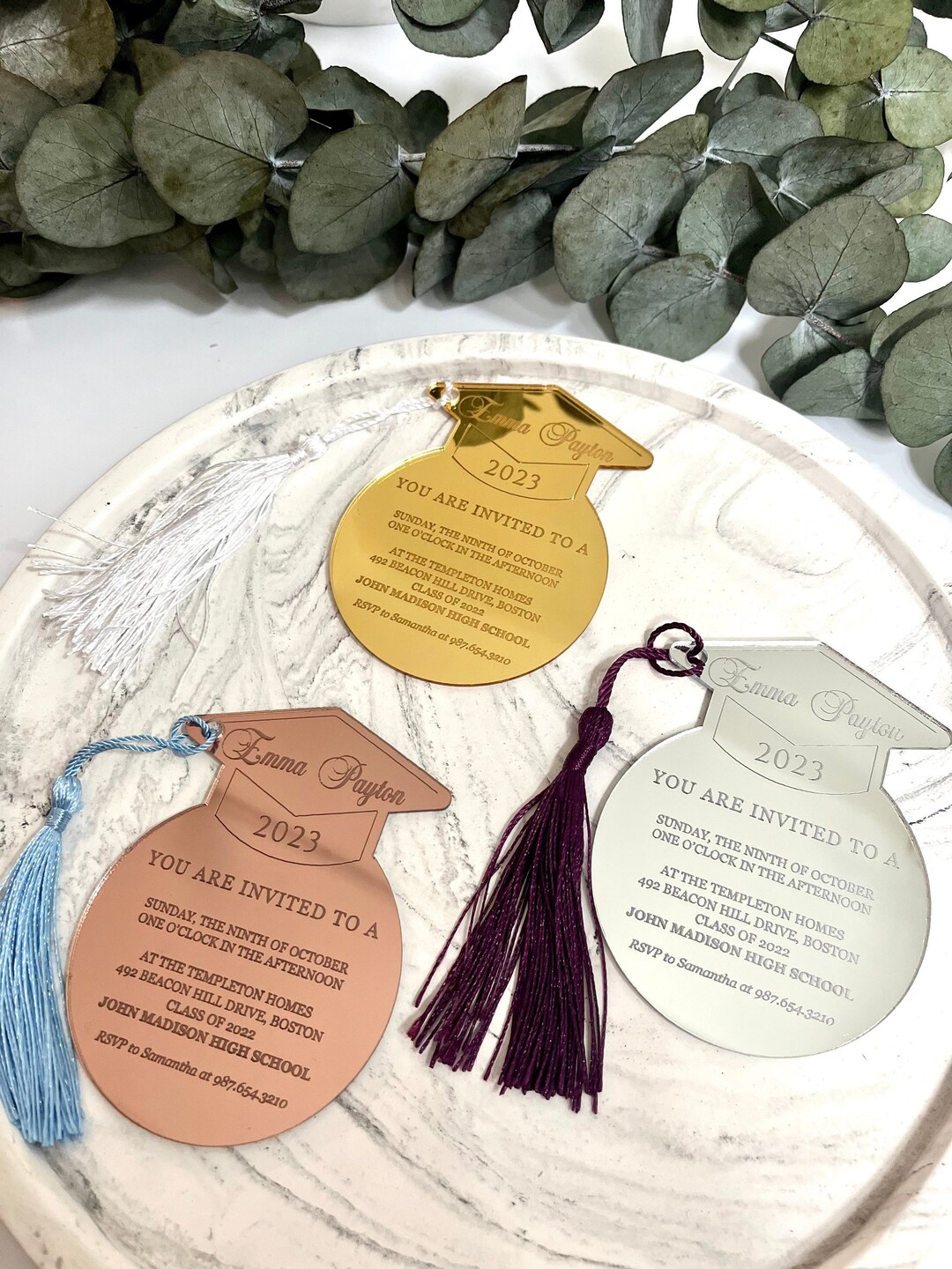 Imán de invitación de graduación personalizado, gorro de graduación ...