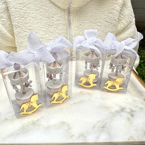 White Carousel Party Theme, Toy With Box, Wooden Carousel Horse ...