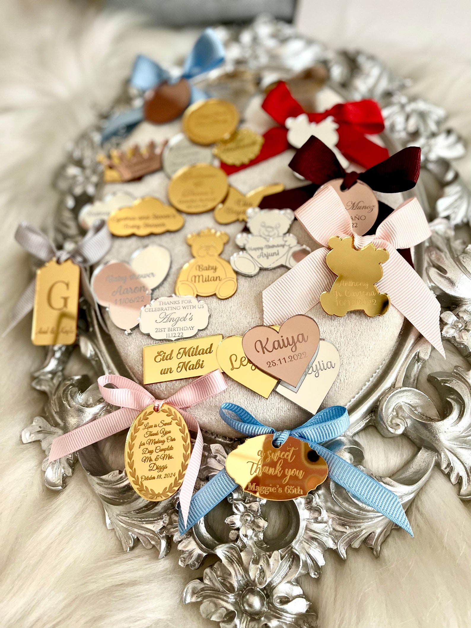 Custom Acrylic Mirror Labels, Wedding Tag, Baby Shower Tag ...