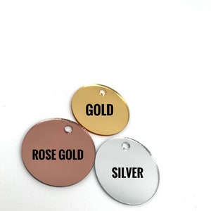Rose Gold Plain Acrylic Mirror Tag, Wedding Name Tag, Label Gift Tag ...