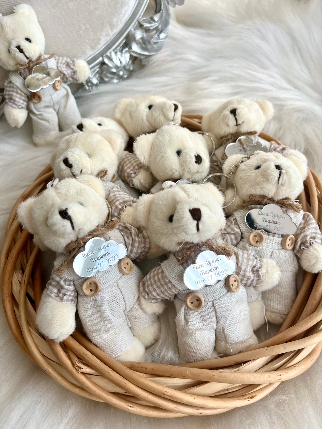 Custom Teddy Bear Baby Shower Favors, Custom Christmas Gift, White ...