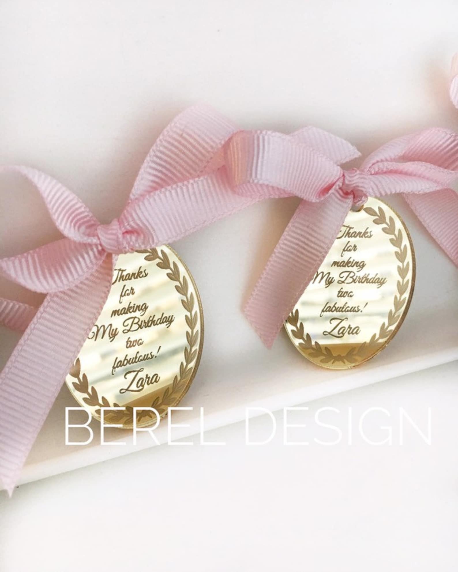 Custom Baby Welcoming Ribbon Acrylic Mirror Tags Lettering | Etsy