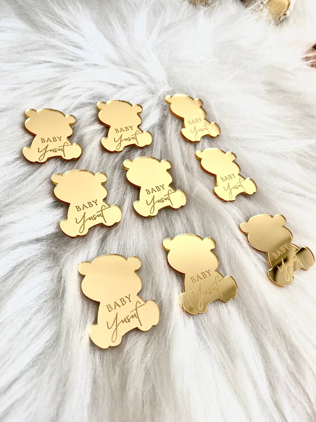 Teddy Bear Acrylic Mirror Tag, Teddy Bear Tag Charms, Teddy Bear Baby ...