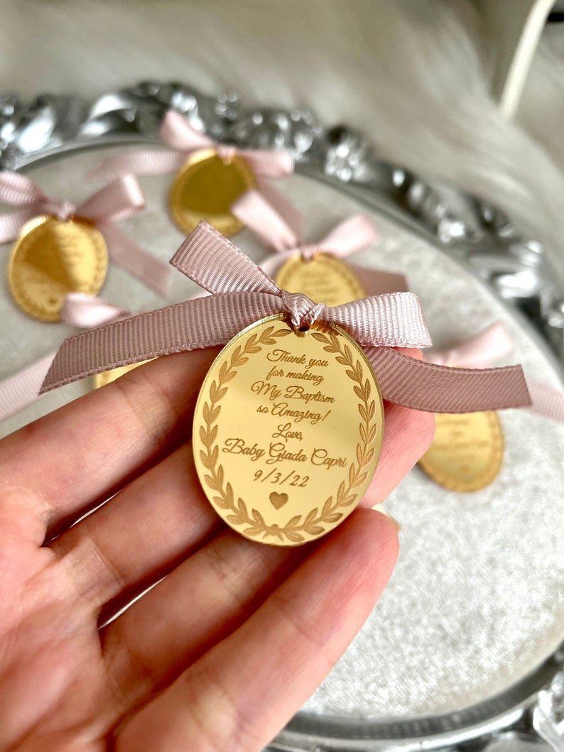 Custom Baby Welcoming Ribbon Acrylic Mirror Tags Lettering - Etsy