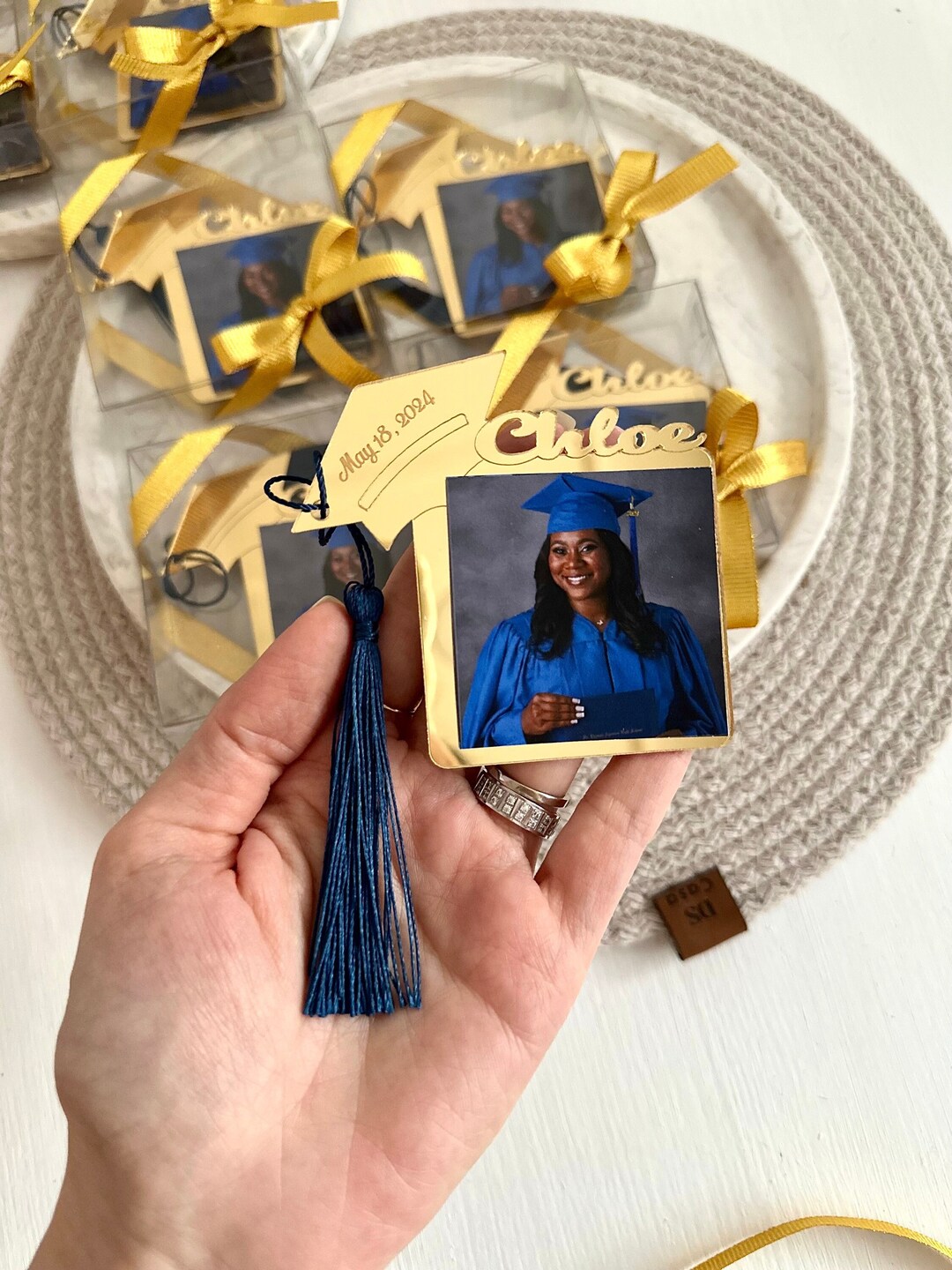 Custom Gold Graduation Photo Magnet, Graduation Cap, Class of 2024 ...