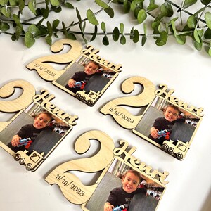 Wooden 2nd Birthday Photo Magnet, Wooden Photo Frame, Second Birthday ...