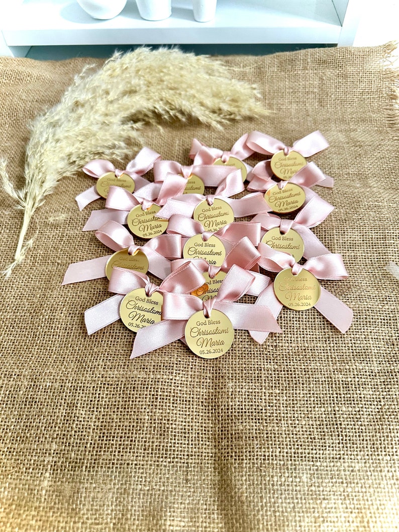 Gold Acrylic Mirror Tag, God Bless Tag, Pink Baby Shower Tag, Custom ...