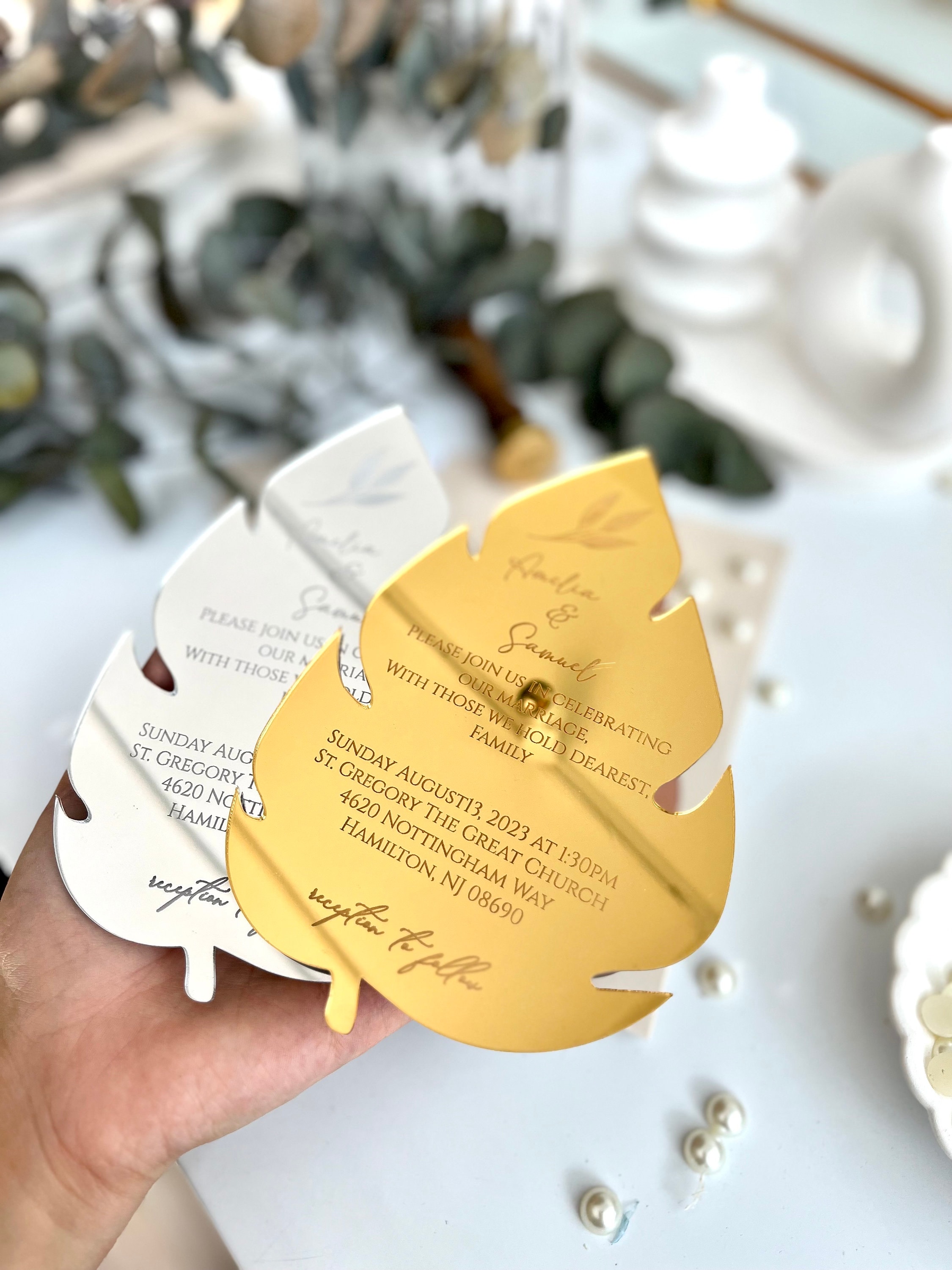 Tropical Leaf Invitation, Monstera Leaf Invite, Personalized Gift ...