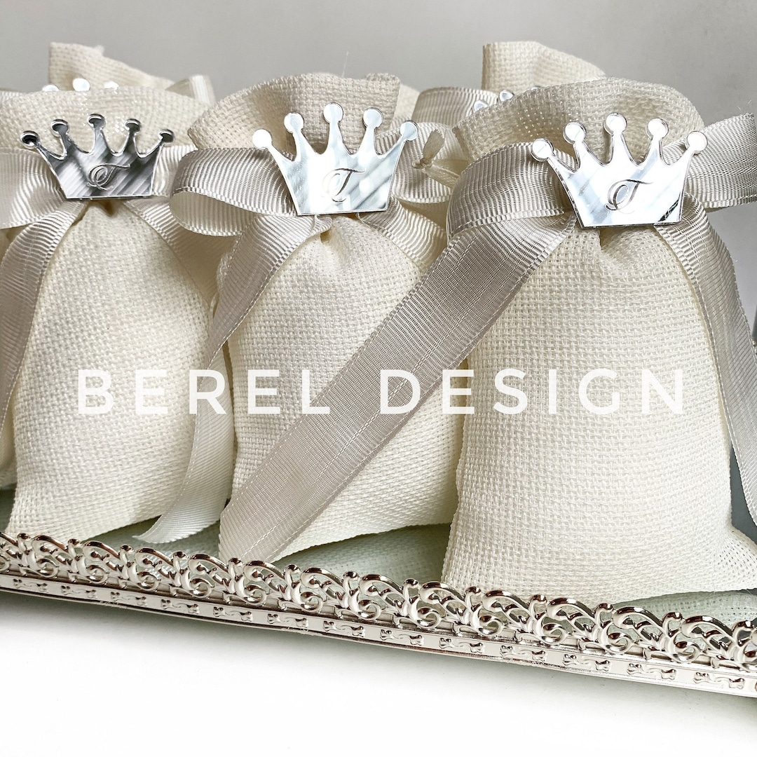 Custom White Gift Bags, Sachet Bag, Engagement Favors, Personalized ...